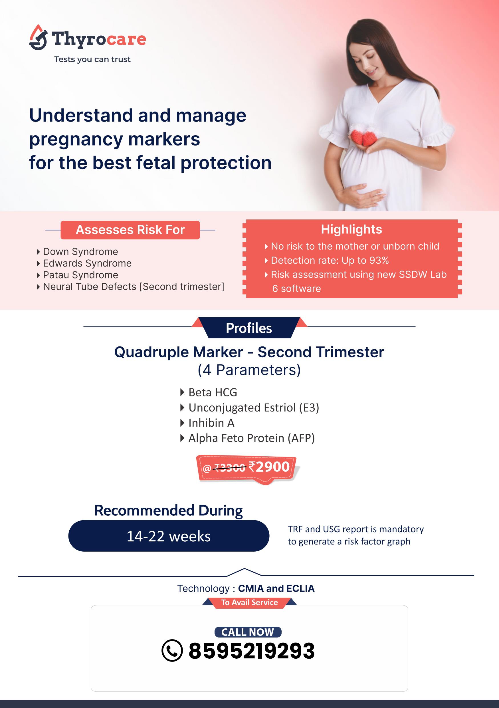Quadruple Marker | 4 Tests @ Rs. 2360 | Thyrocare